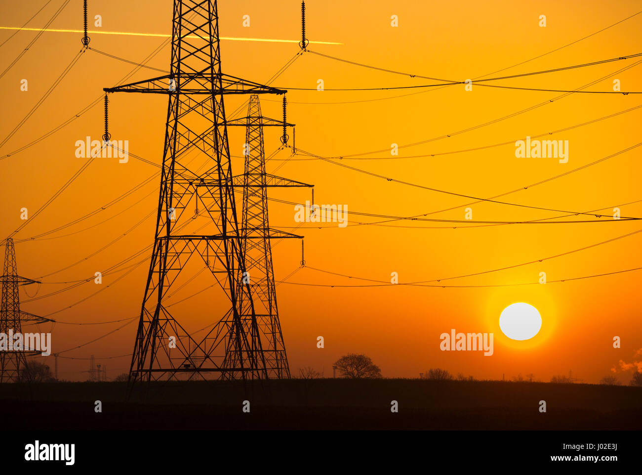 Electricity, National Grid overhead pylons, power lines on the north ...