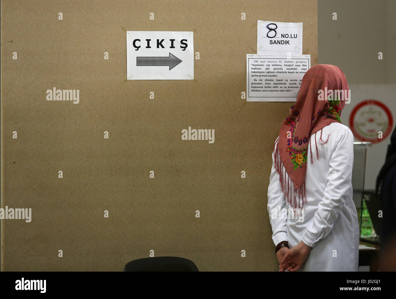 Dortmund, Germany. 09th Apr, 2017. A Turkish female standing near a ...