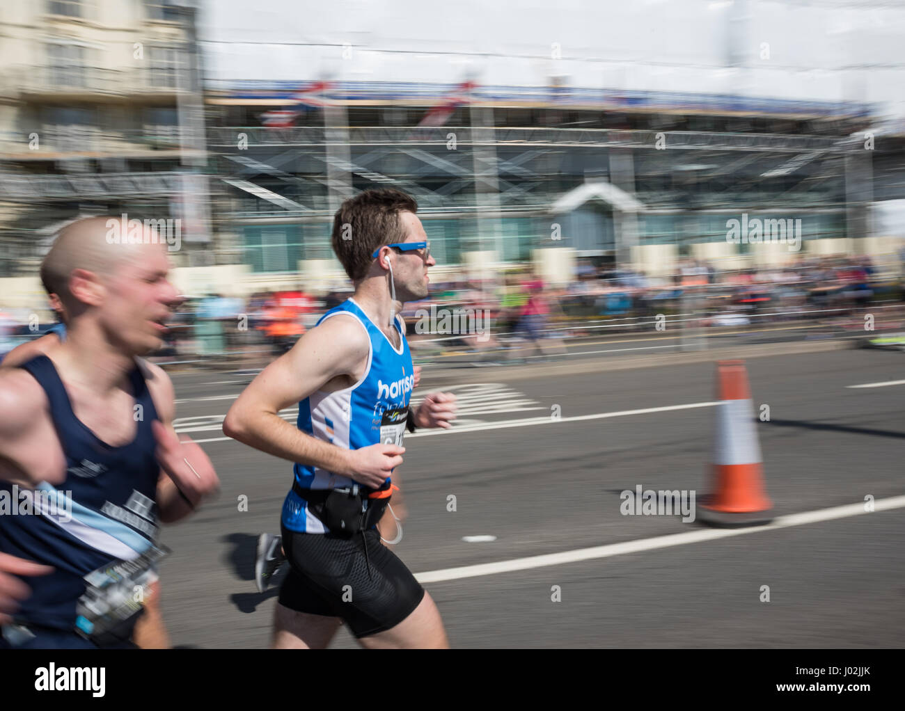 9th, April, 2017. Brighton, UK. Man running in the Brighton Marathon ...