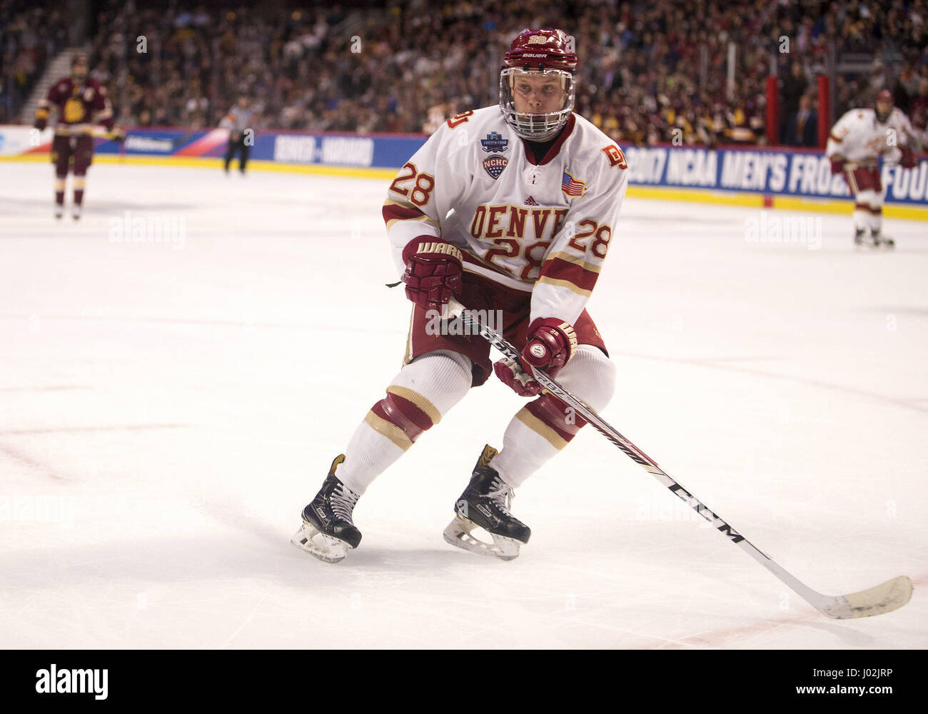Chicago, Illinois, USA. 08th Apr, 2017. Denver defenseman Adam Plant ...