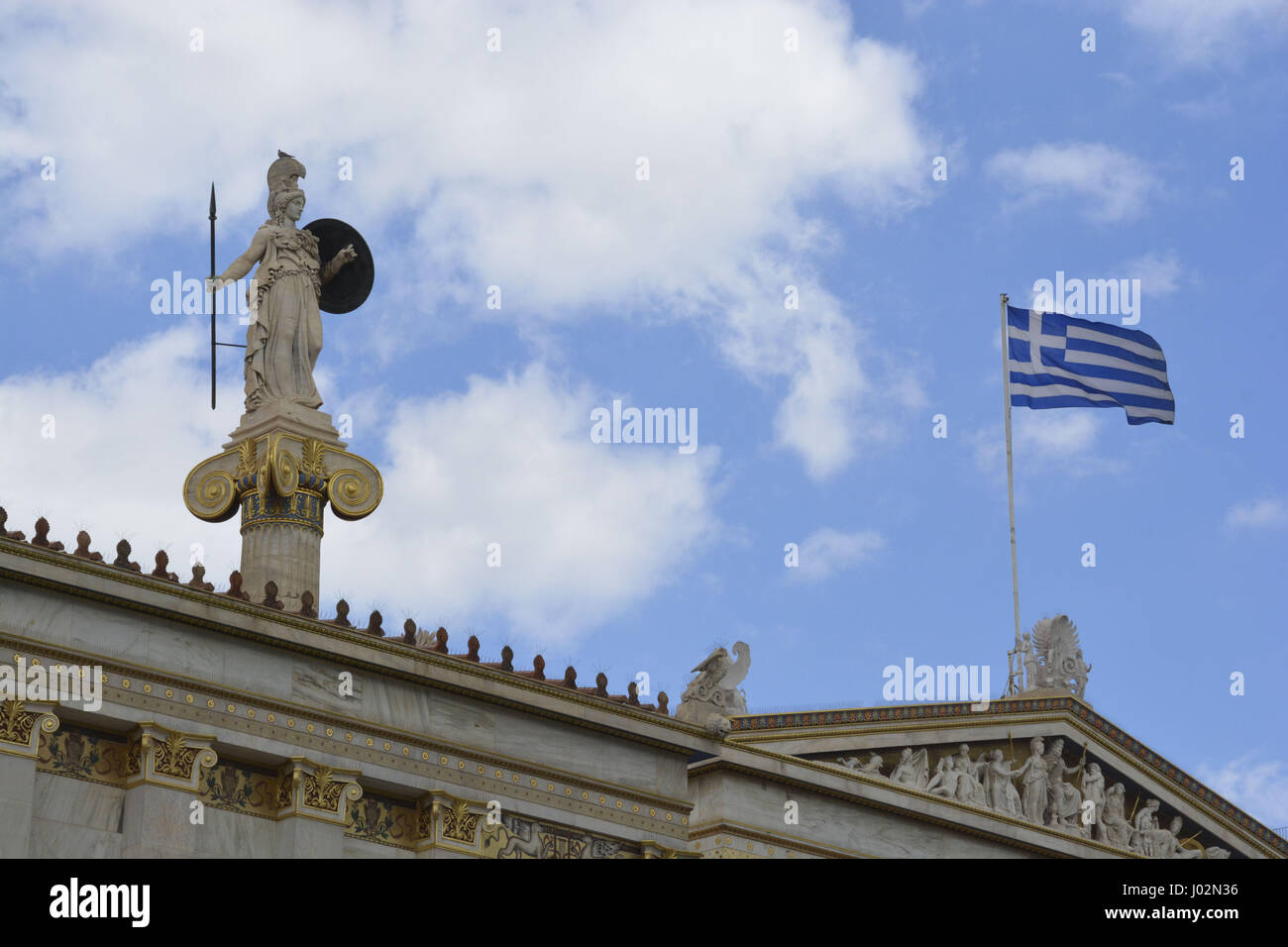 Athens, Greece. 9th Apr, 2017. The statue of Greek Goddess Athena and ...