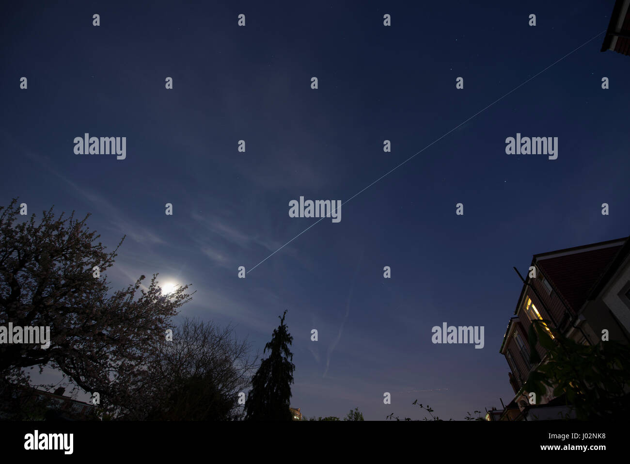 London, UK. 9th April 2017. The International Space Station travels ...