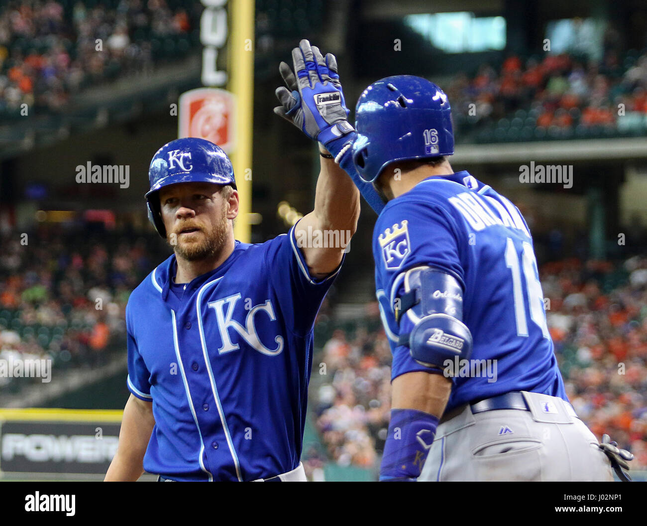 Houston, TX, USA. 9th Apr, 2017. Kansas City Royals first baseman Eric ...