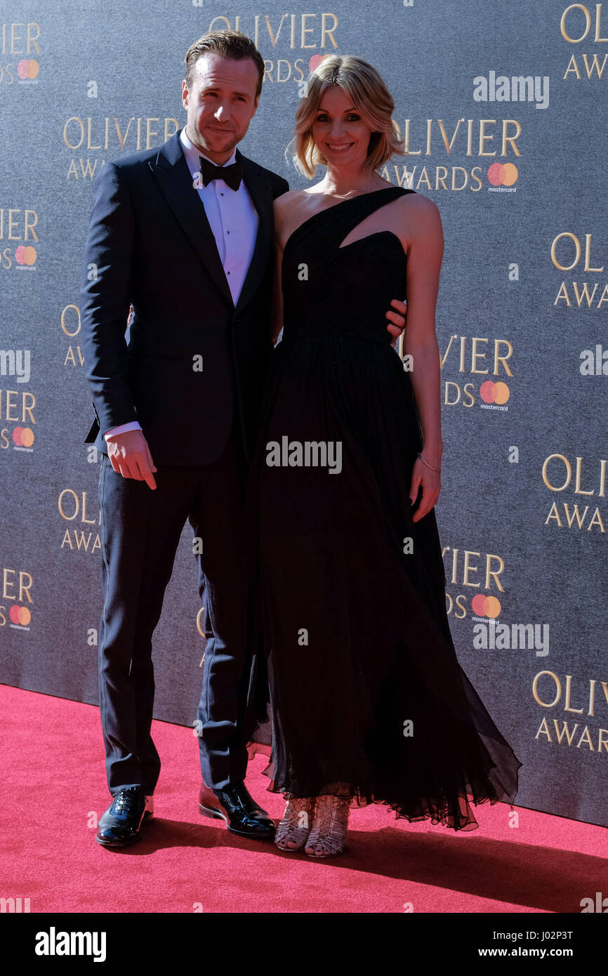 London, UK. 9th April, 2017. Rafe Spall and Elize du Toit arrives on ...