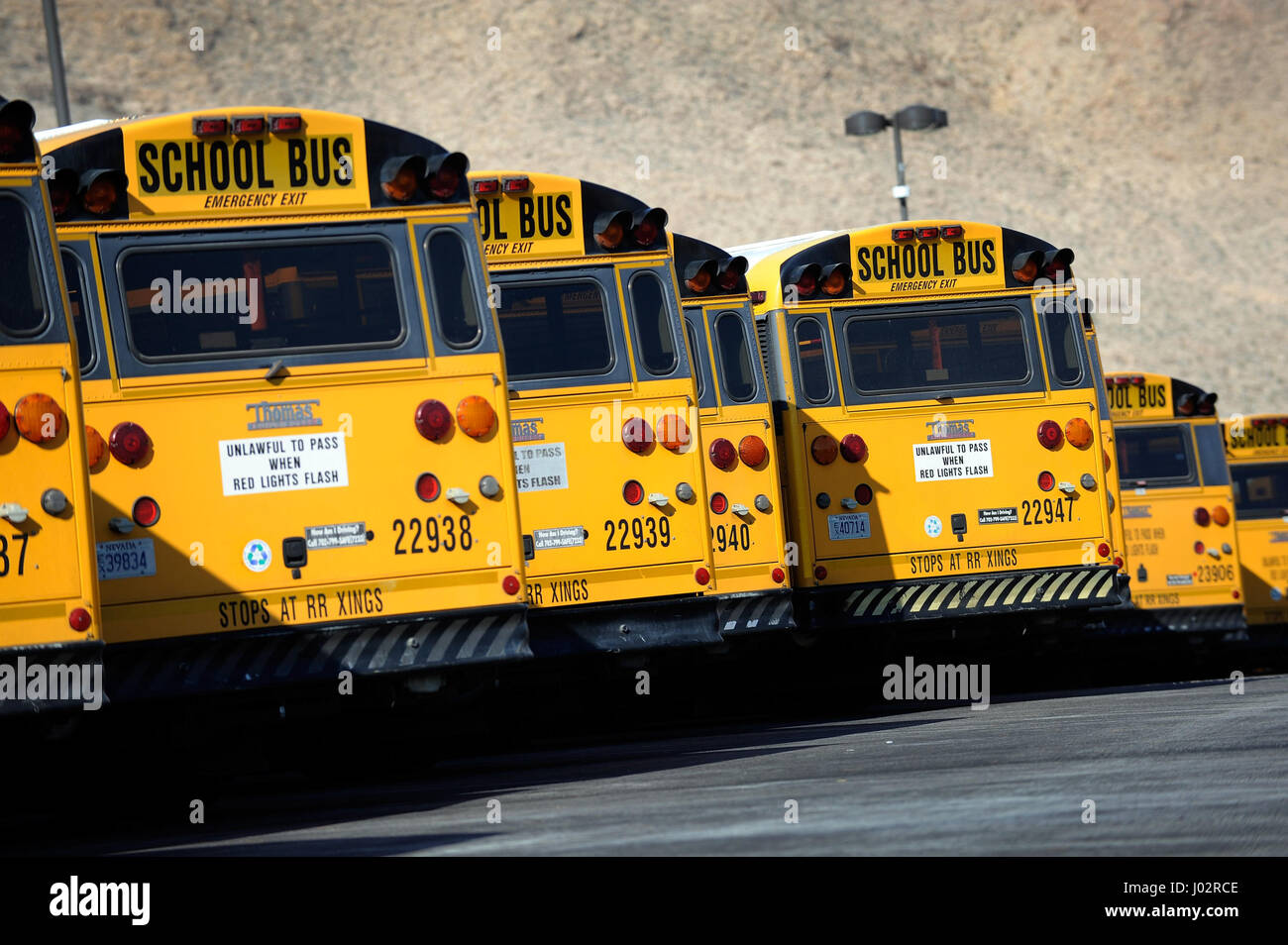 Las Vegas, Nevada, USA. 24th Aug, 2012. School buses are seen lined up ...