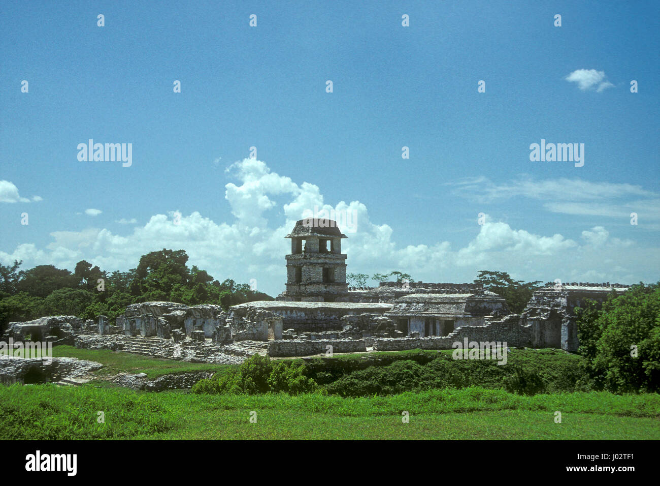 The Palace or El Palacio with its Maya observation tower at the Mayan ...