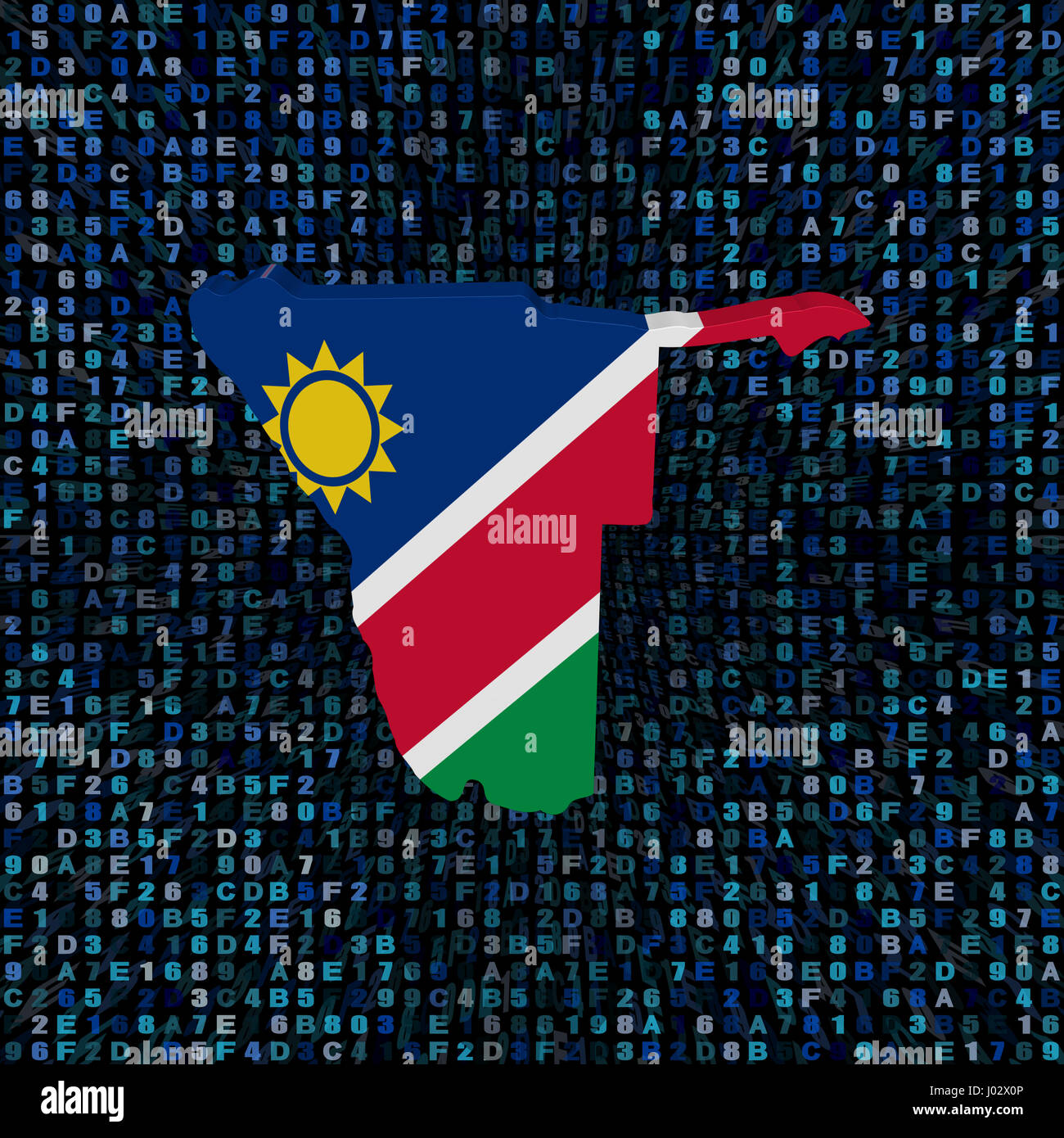 Namibia map flag on hex code illustration Stock Photo - Alamy