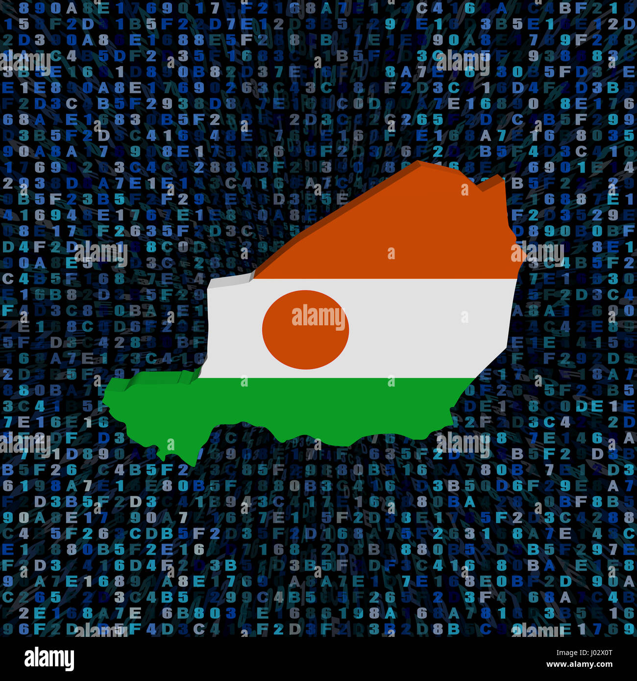 Niger map flag on hex code illustration Stock Photo - Alamy