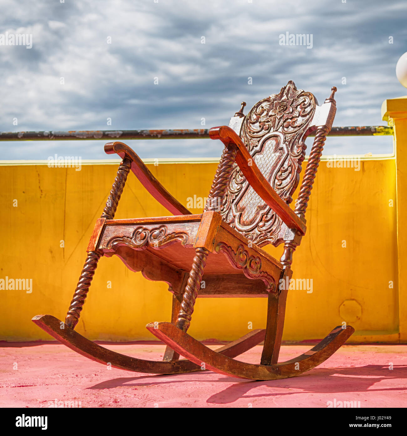 in philippines old dirty terrace whith rocking chair empty Stock Photo ...