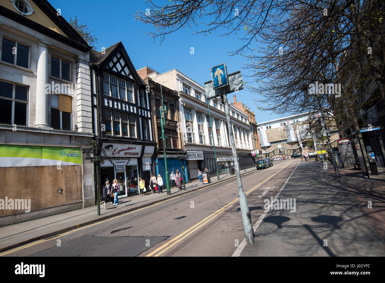 Carrington Street in Nottingham before construction work and ...