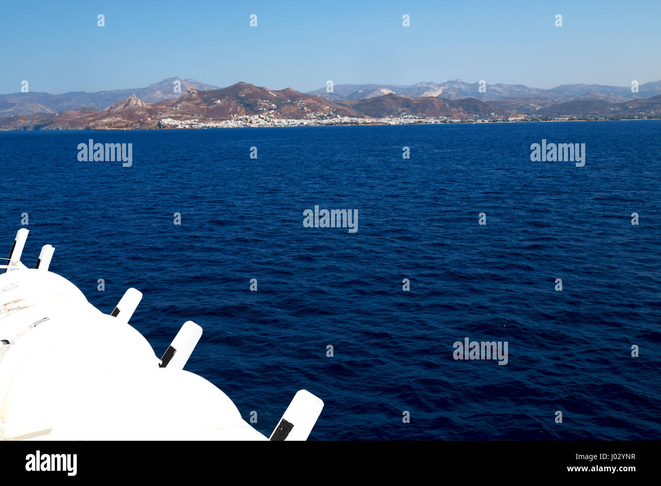in greece near the coastline boat and yacht and light Stock Photo - Alamy