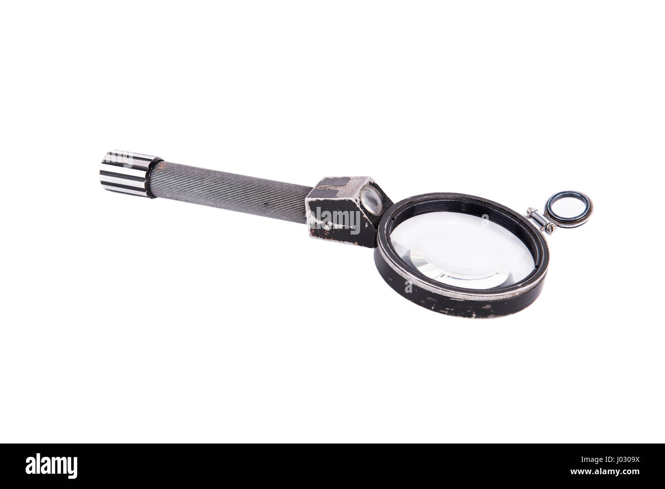Magnifying glass on a white background, expert tools Stock Photo - Alamy