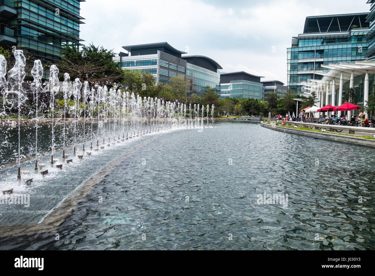 View of science buildings and pool at Hong Kong Science Park Stock ...