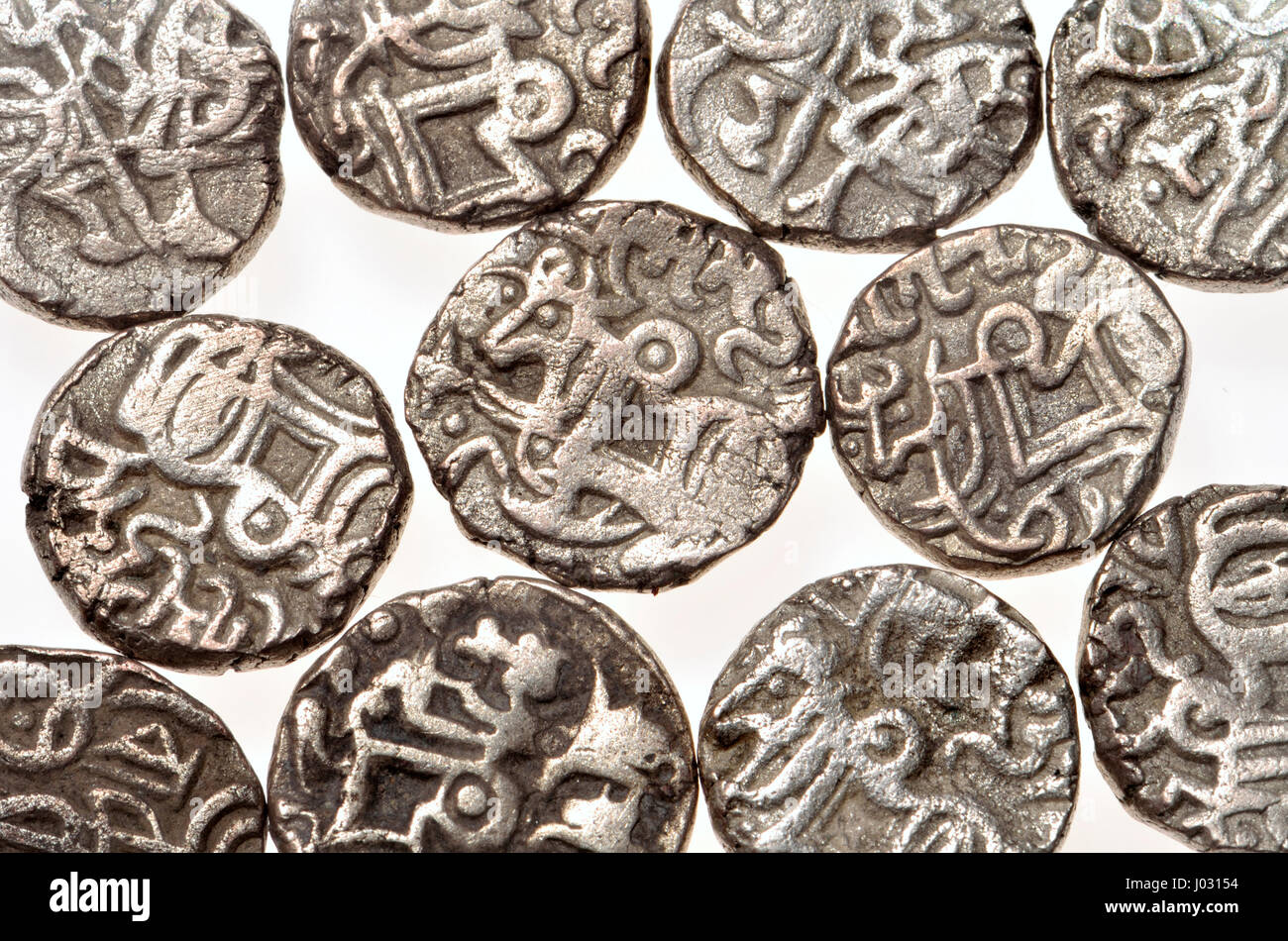 Medieval Indian silver Jitah Bull and Horseman coins, c850-1000 AD ...