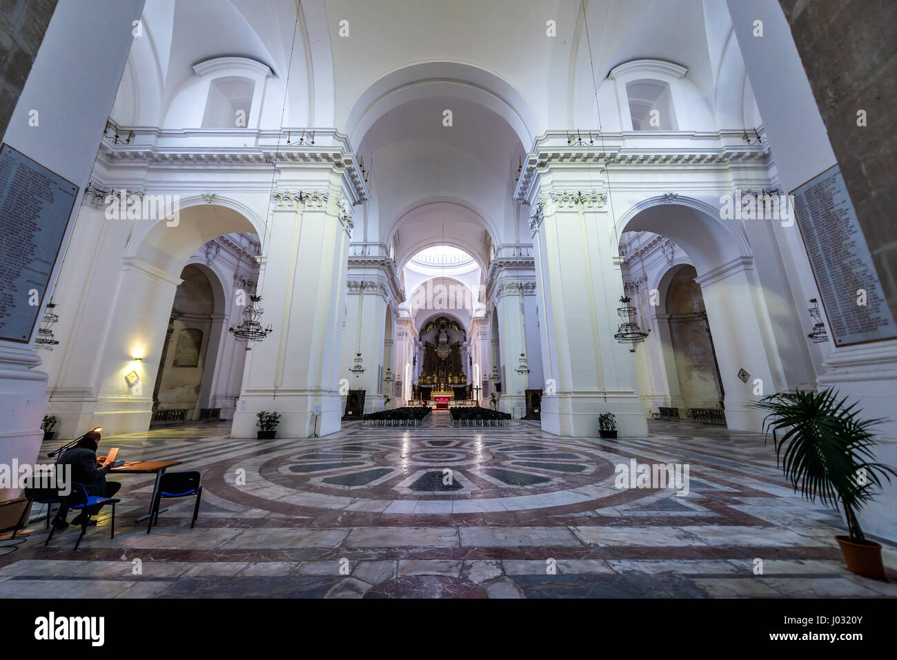 Nave of the church of Benedictine Monastery of San Nicolo l'Arena in ...
