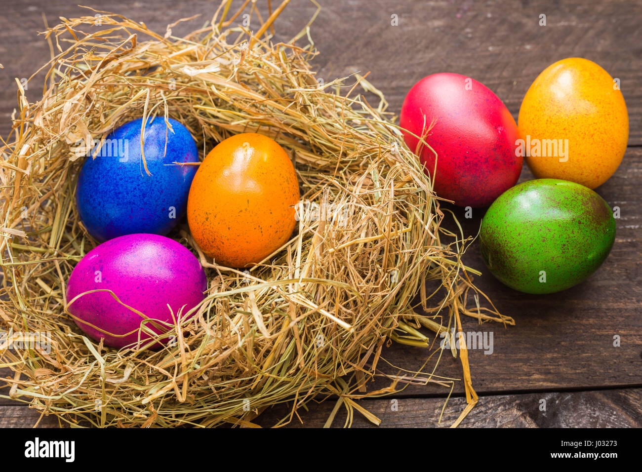 Happy Easter / Eastern Europe traditional colorful painted eggs and ...