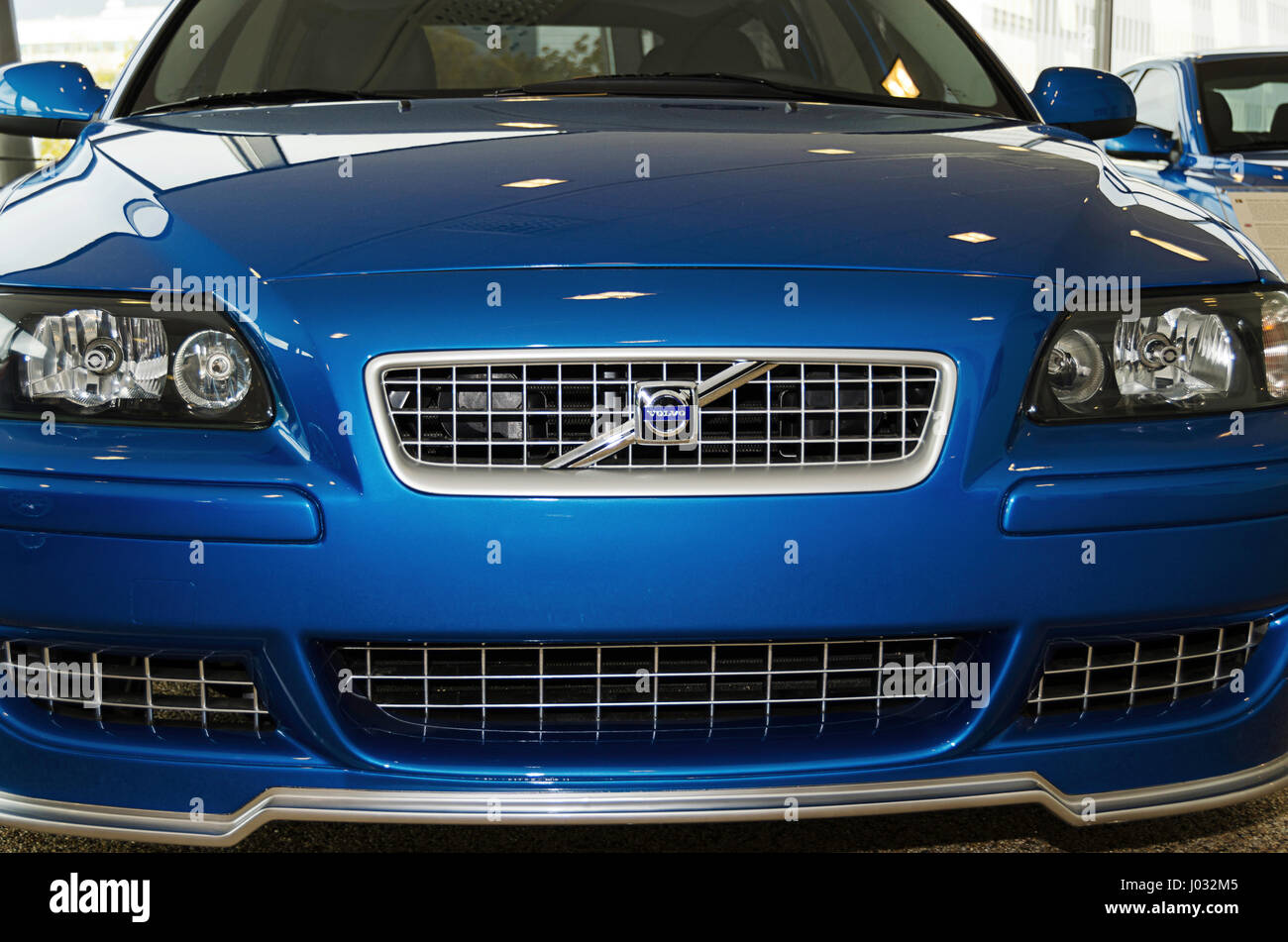Front of a very nice blue car Stock Photo - Alamy