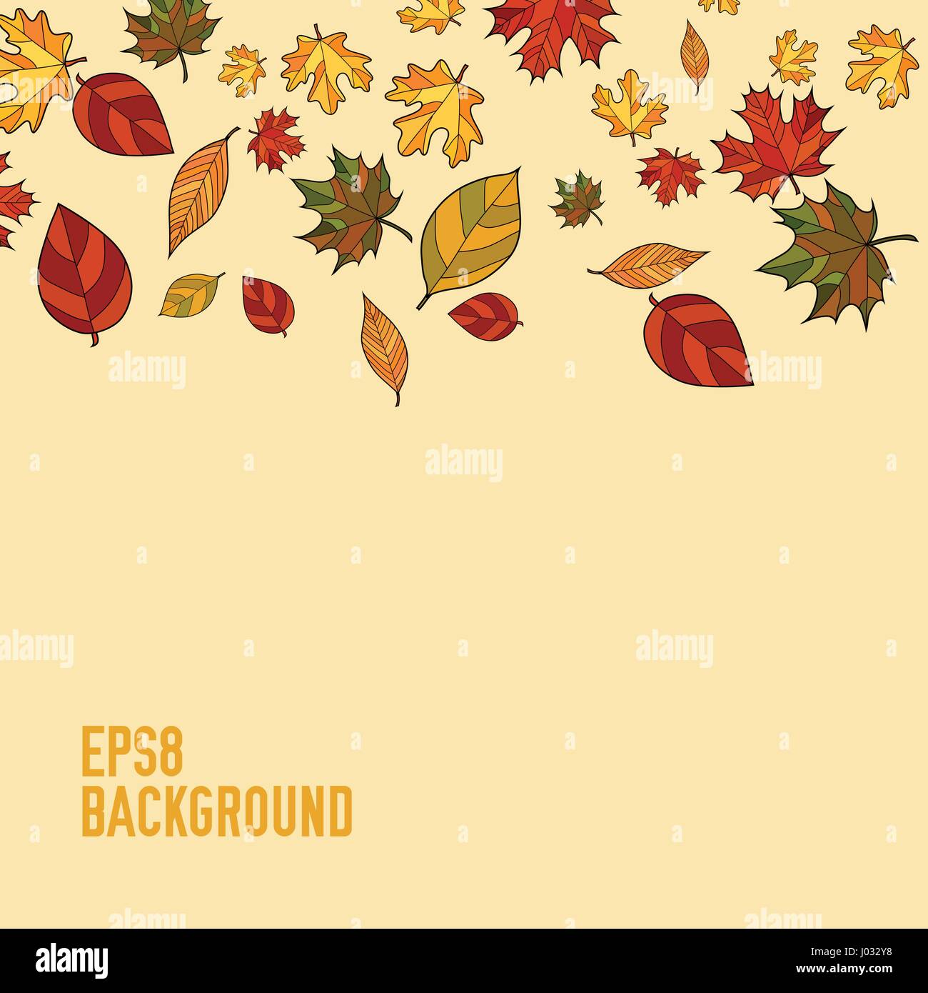 abstract vector doodle autumn leaves background Stock Vector Image ...