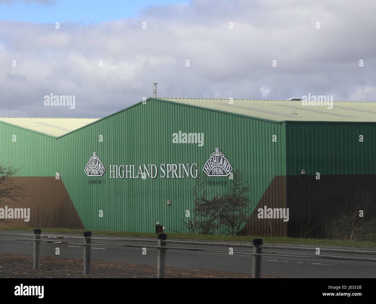 Exterior of Highland Spring bottling plant Blackford Scotland April ...