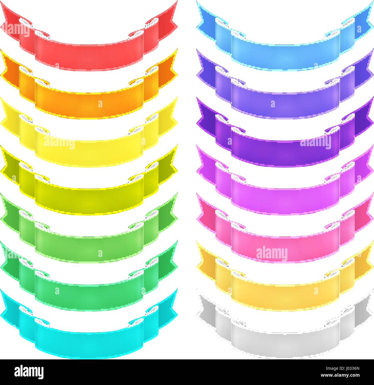 isolated vector colored satin ribbons set - red, orange, yellow, green ...