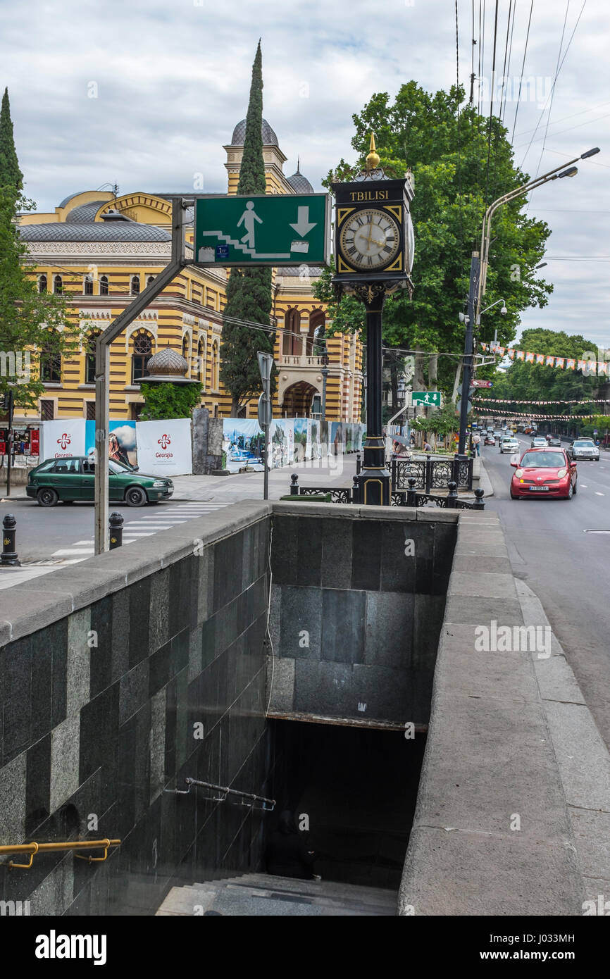 Clock and subway entrance, Rustaveli Avenue Tbilisi Georgia - EDITORIAL ...
