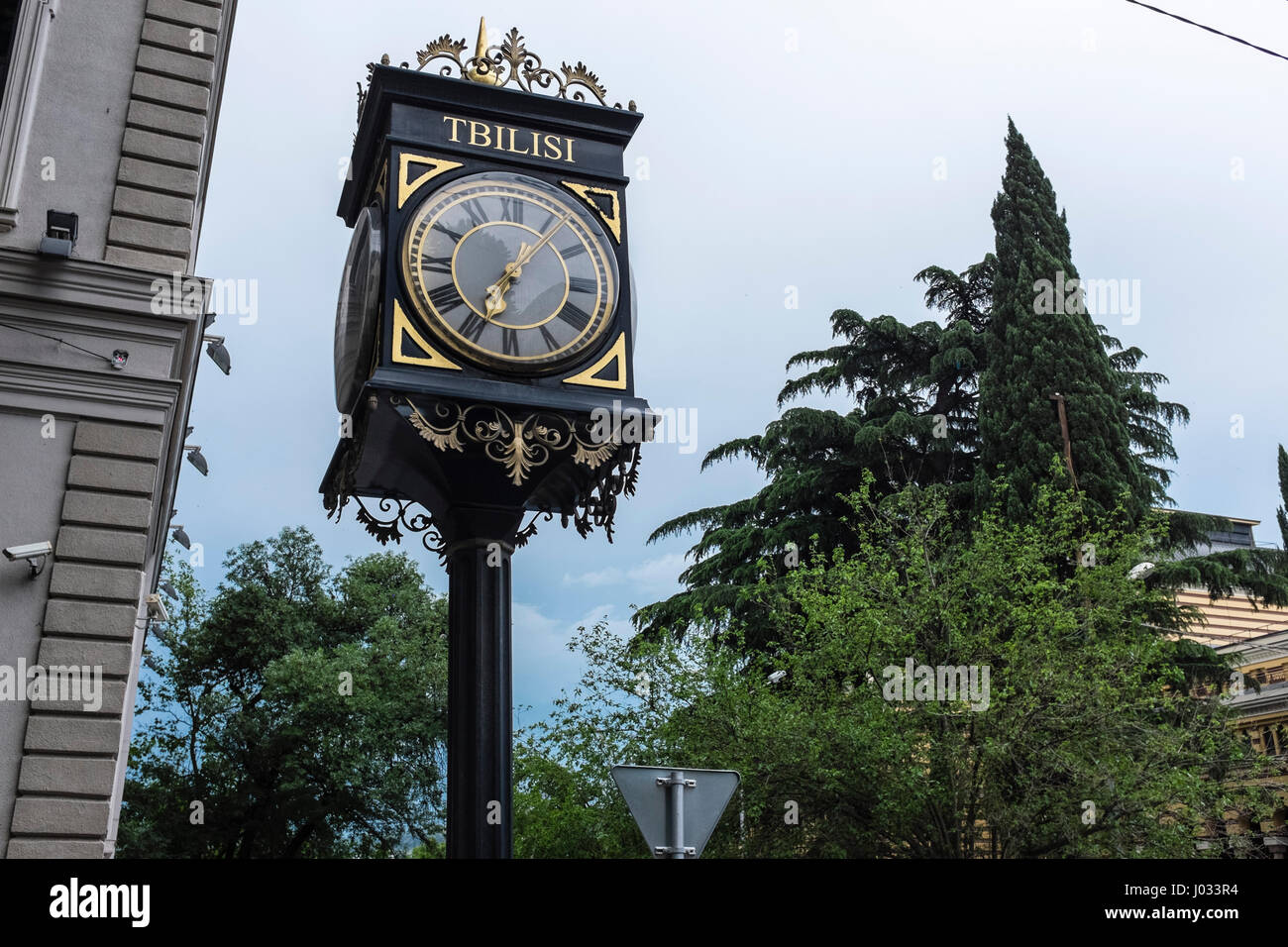 Street clock on Rustaveli Avenue, Tbilisi, Georgia, Eastern Europe ...