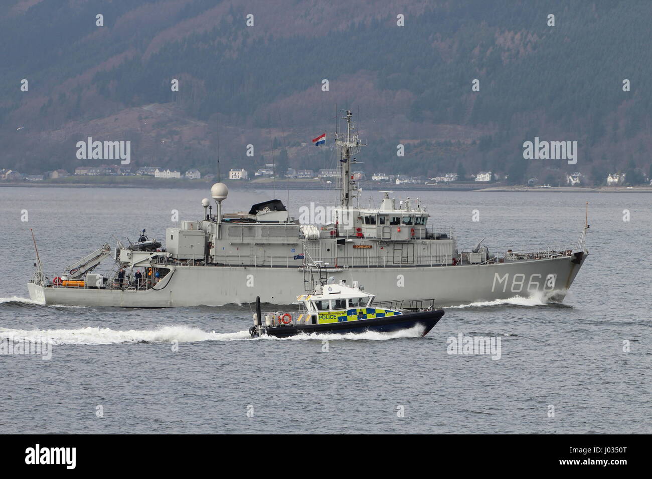 HNLMS Schiedam (M860), an Alkmaar-class minehunter, operated by the ...