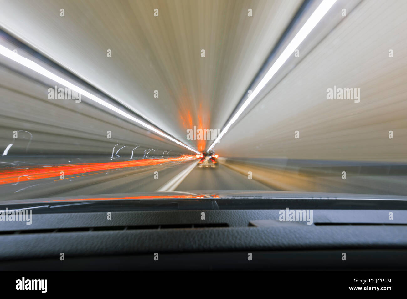 Long exposure speed car lights trails on a night highway Stock Photo ...