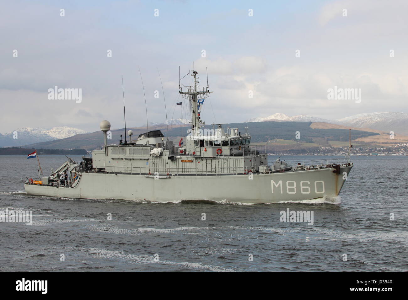 HNLMS Schiedam (M860), an Alkmaar-class minehunter operated by the ...