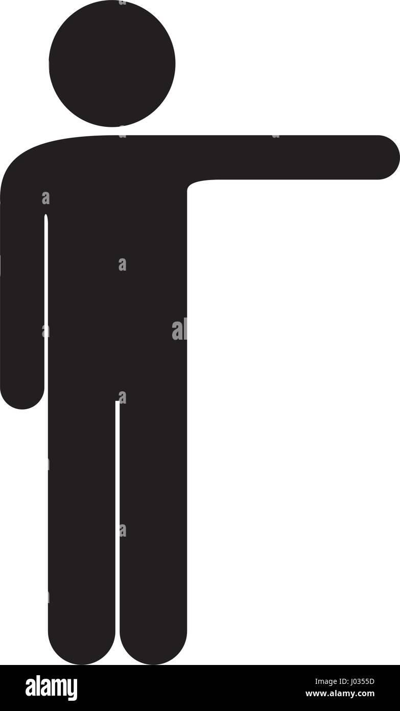 black silhouette pictogram male pointing to side Stock Vector Image ...