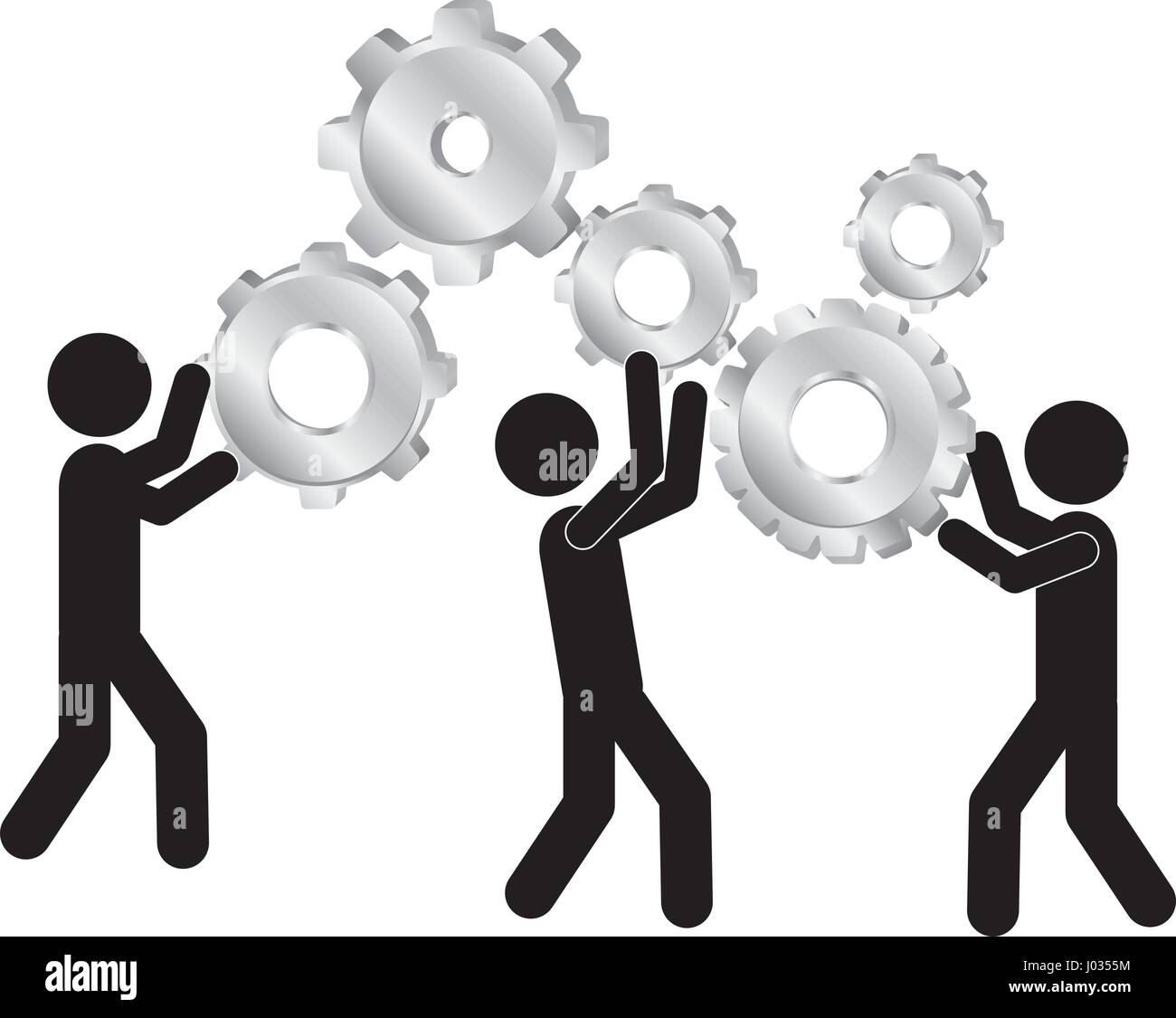 black silhouette pictogram people and industry progress Stock Vector ...