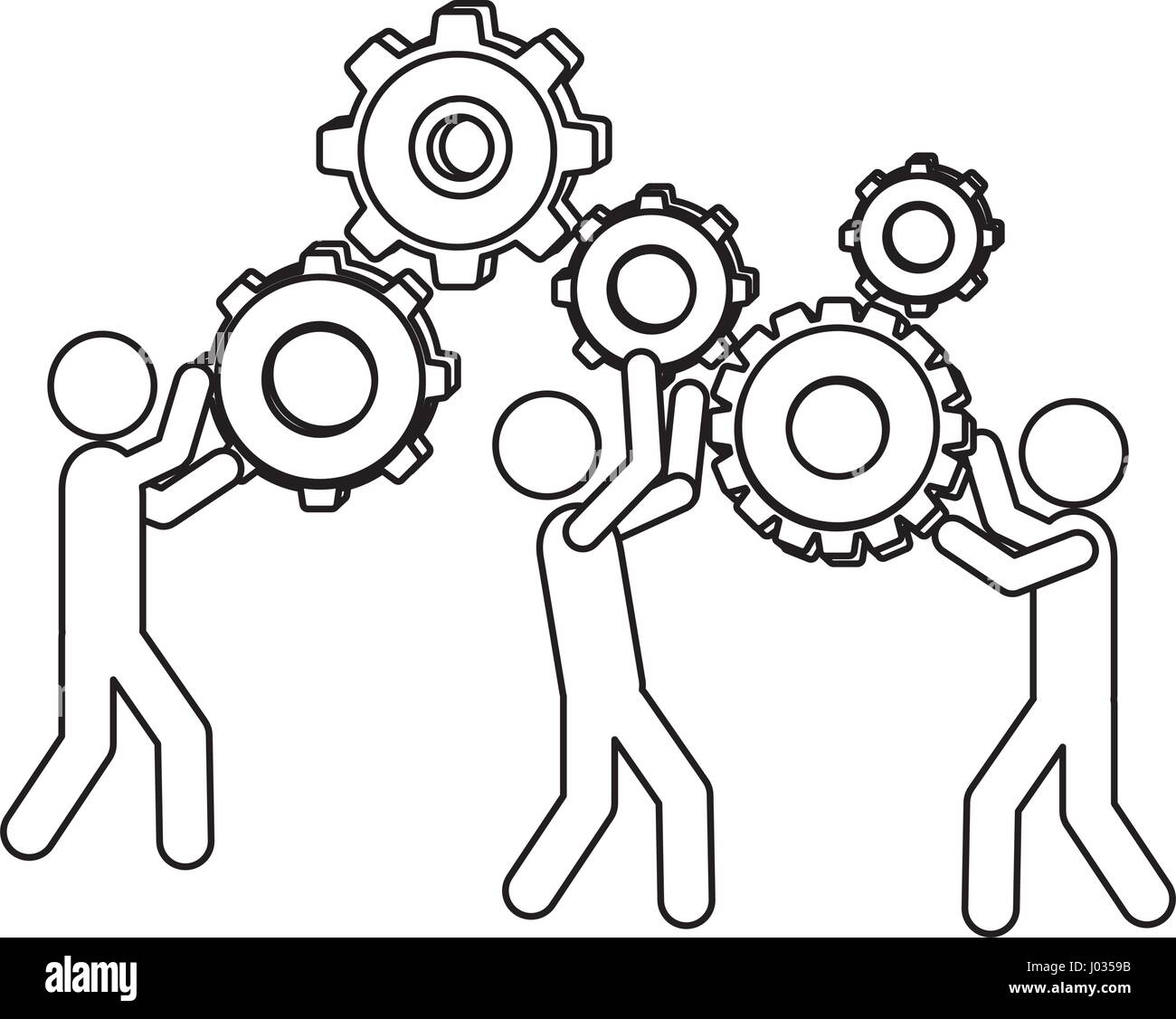 silhouette pictogram people and industry progress Stock Vector Image ...