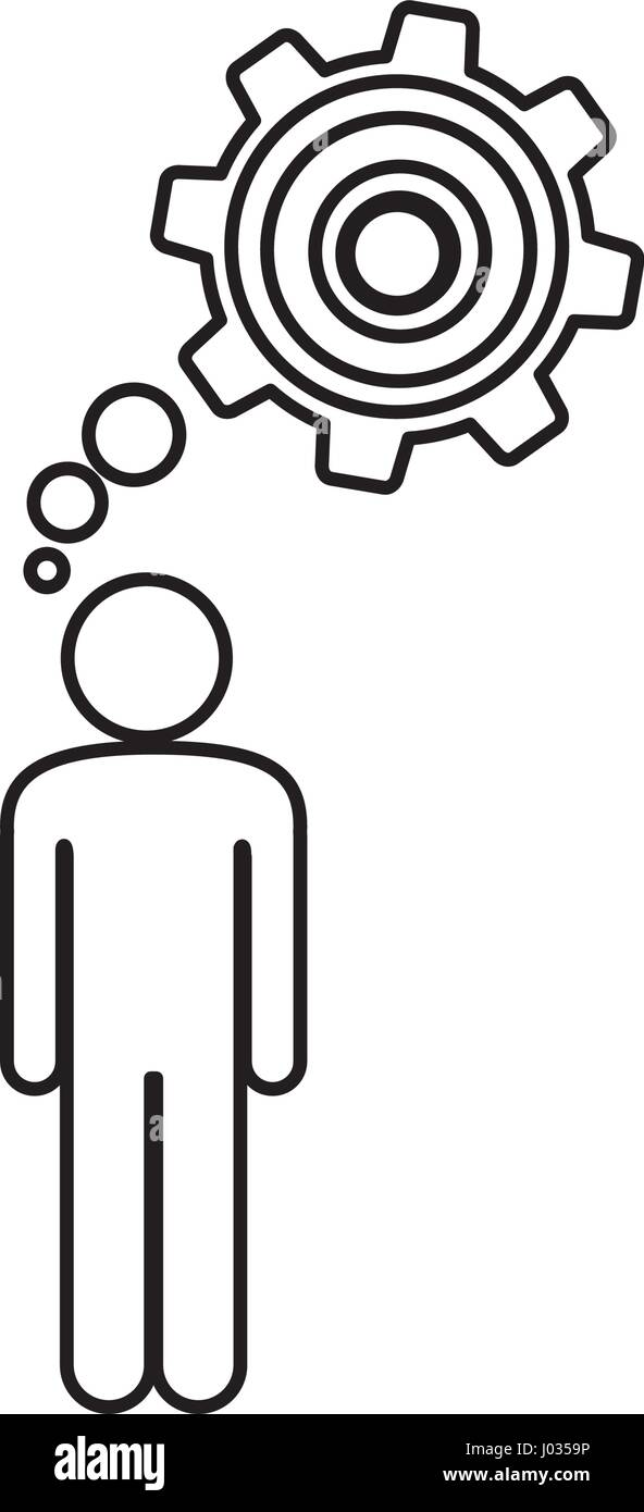 Silhouette pictogram man thought hi-res stock photography and images ...