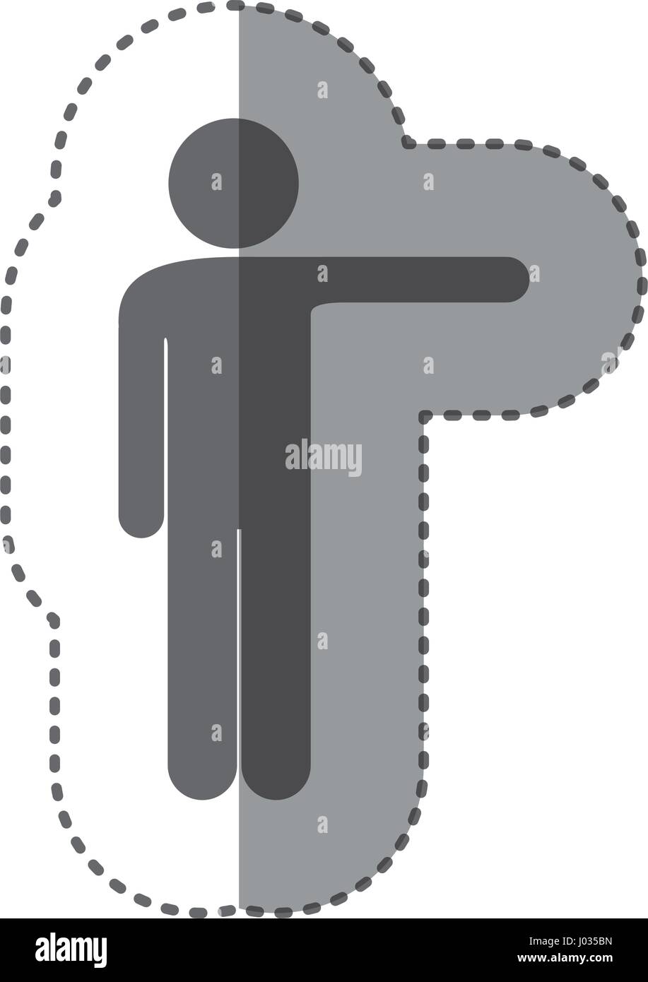 sticker monochrome silhouette pictogram male pointing to side Stock ...