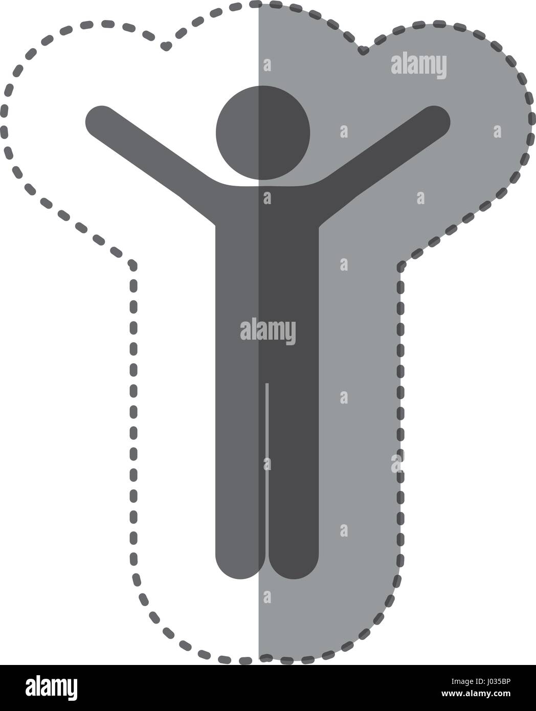 sticker monochrome silhouette pictogram male with open arms Stock ...
