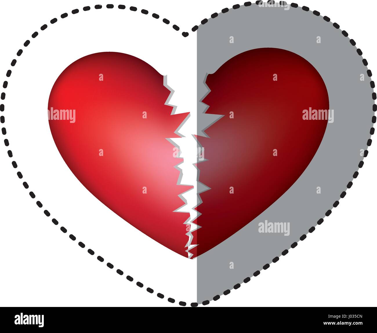 sticker realistic picture colorful broken heart Stock Vector Image ...