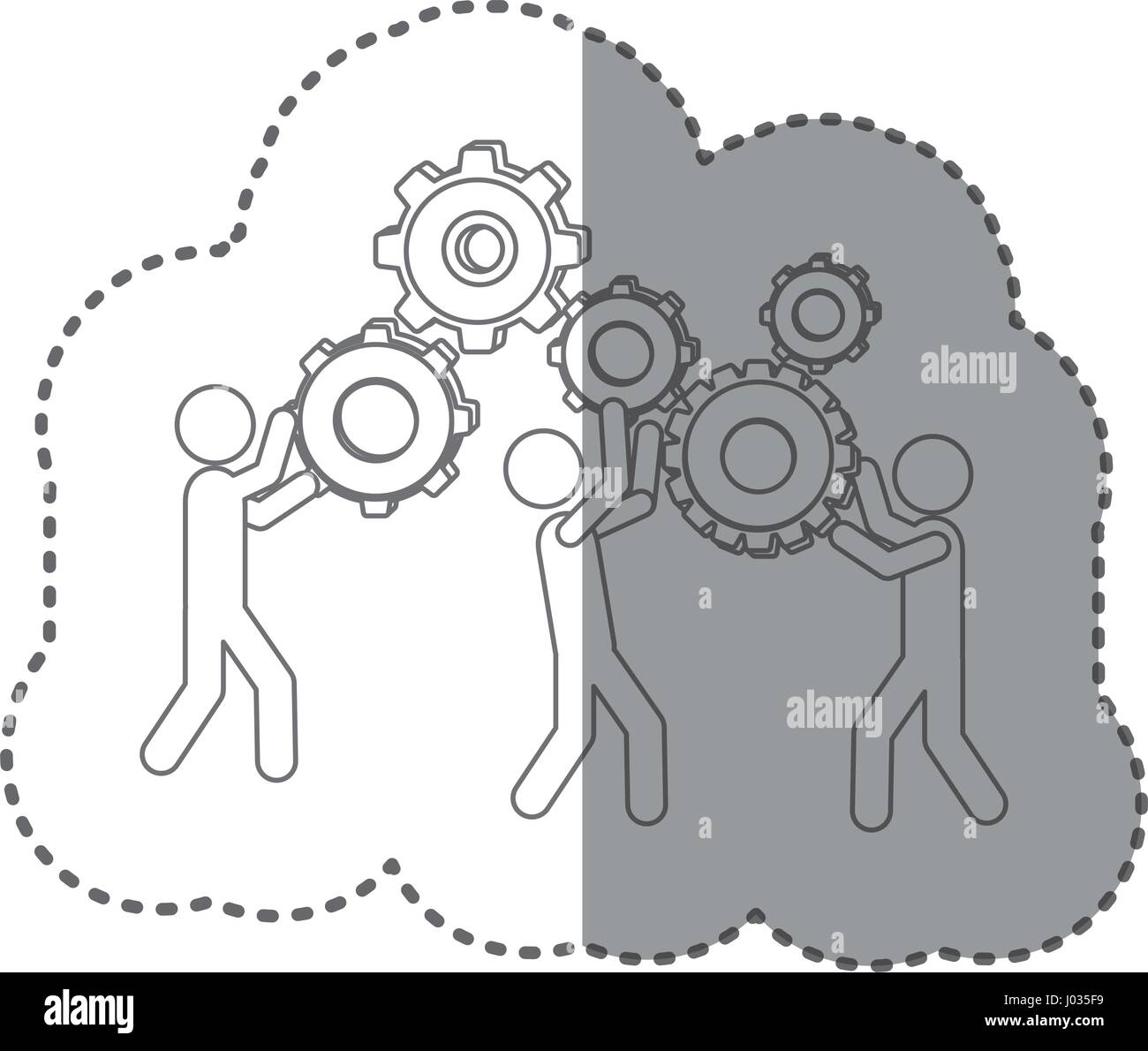 sticker silhouette pictogram people and industry progress Stock Vector ...