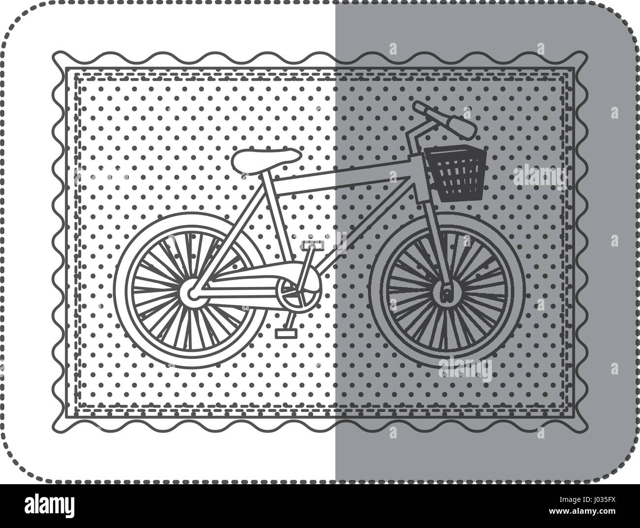 sticker contour frame of bicycle with background dotted Stock Vector ...