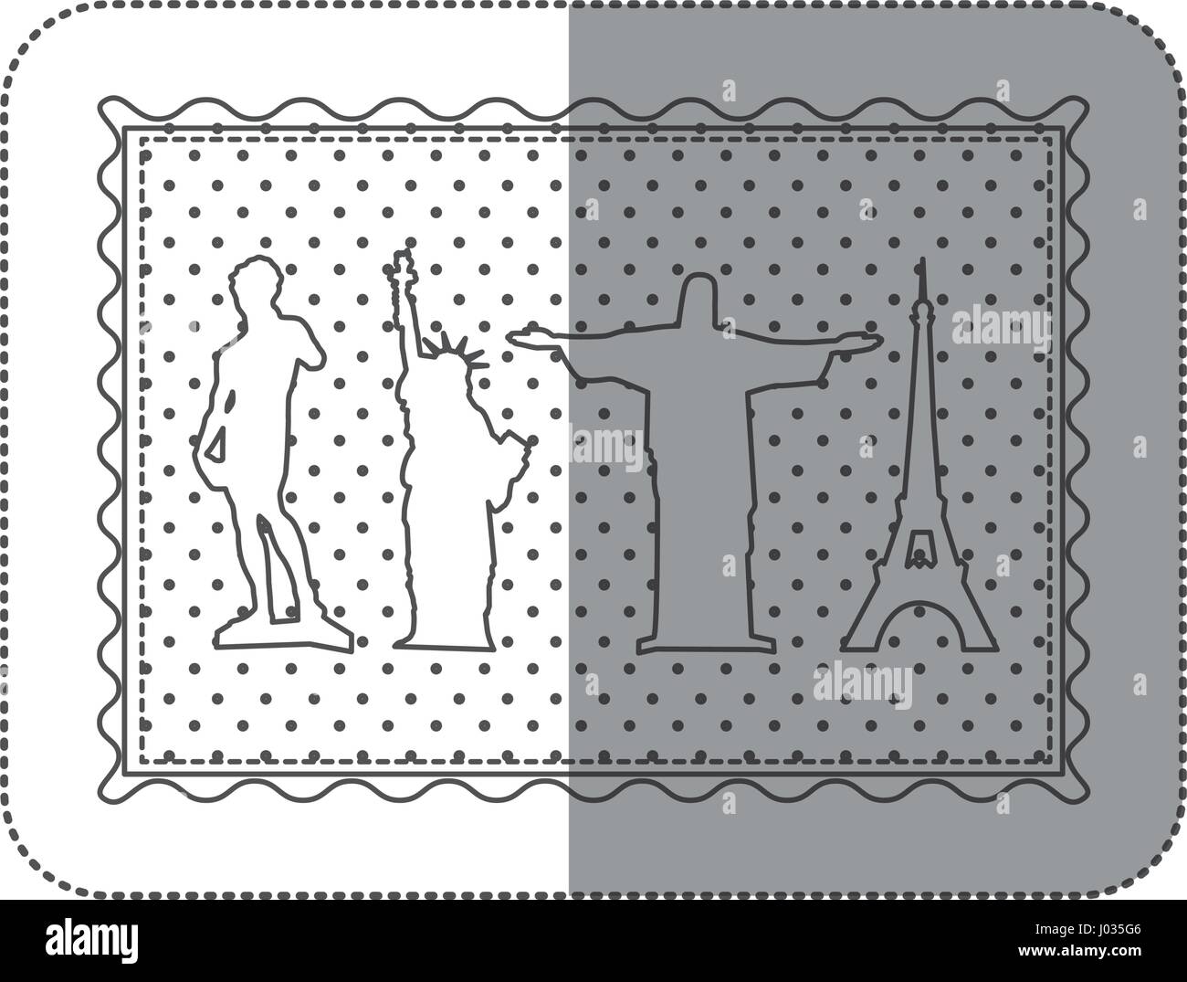 sticker contour frame of set of the world landmark icons Stock Vector ...