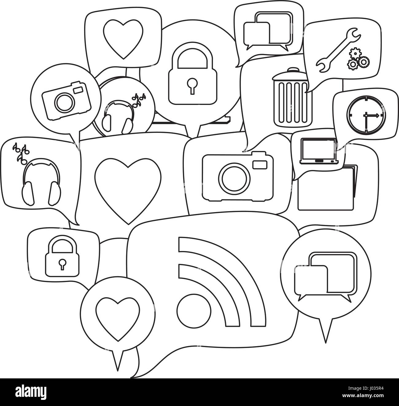 silhouette set collection dialogue social icons Stock Vector Image ...