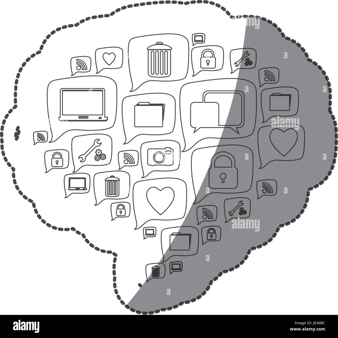sticker pattern dialog shape formed by callout social icons Stock ...