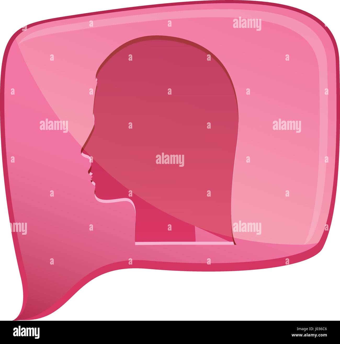 colorful relief rectangular speech with silhouette female head Stock ...