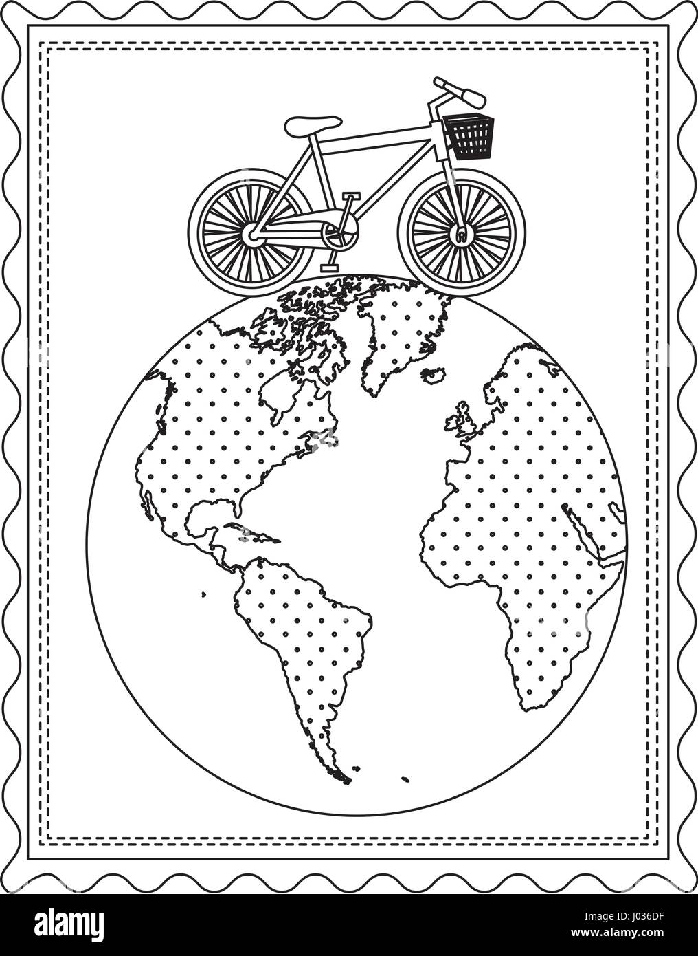 silhouette frame with bicycle over the world map Stock Vector Image ...