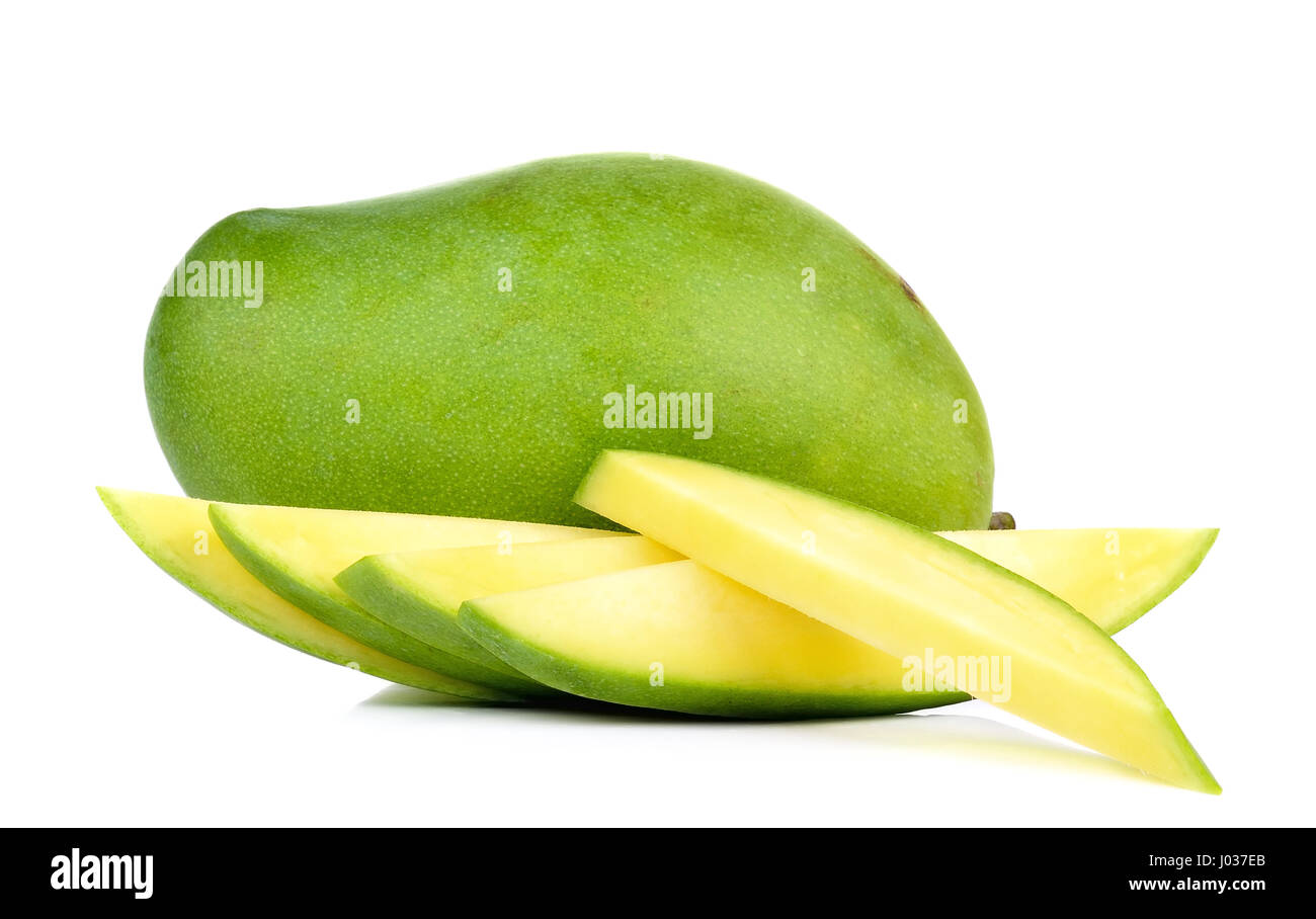 Green mango isolated on white background Stock Photo - Alamy