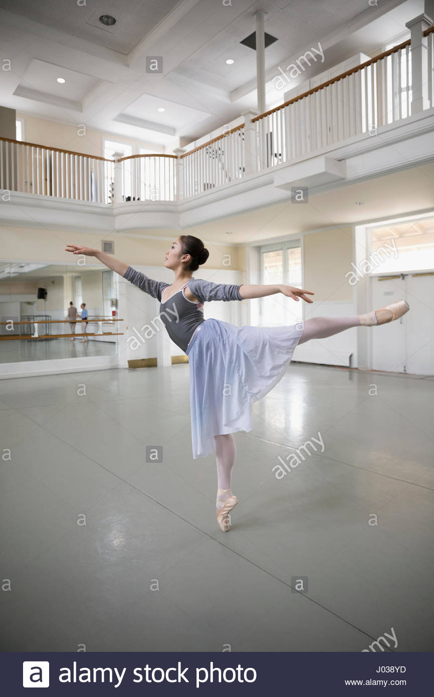 Female ballet dancer on one leg with arms outstretched hi-res stock ...