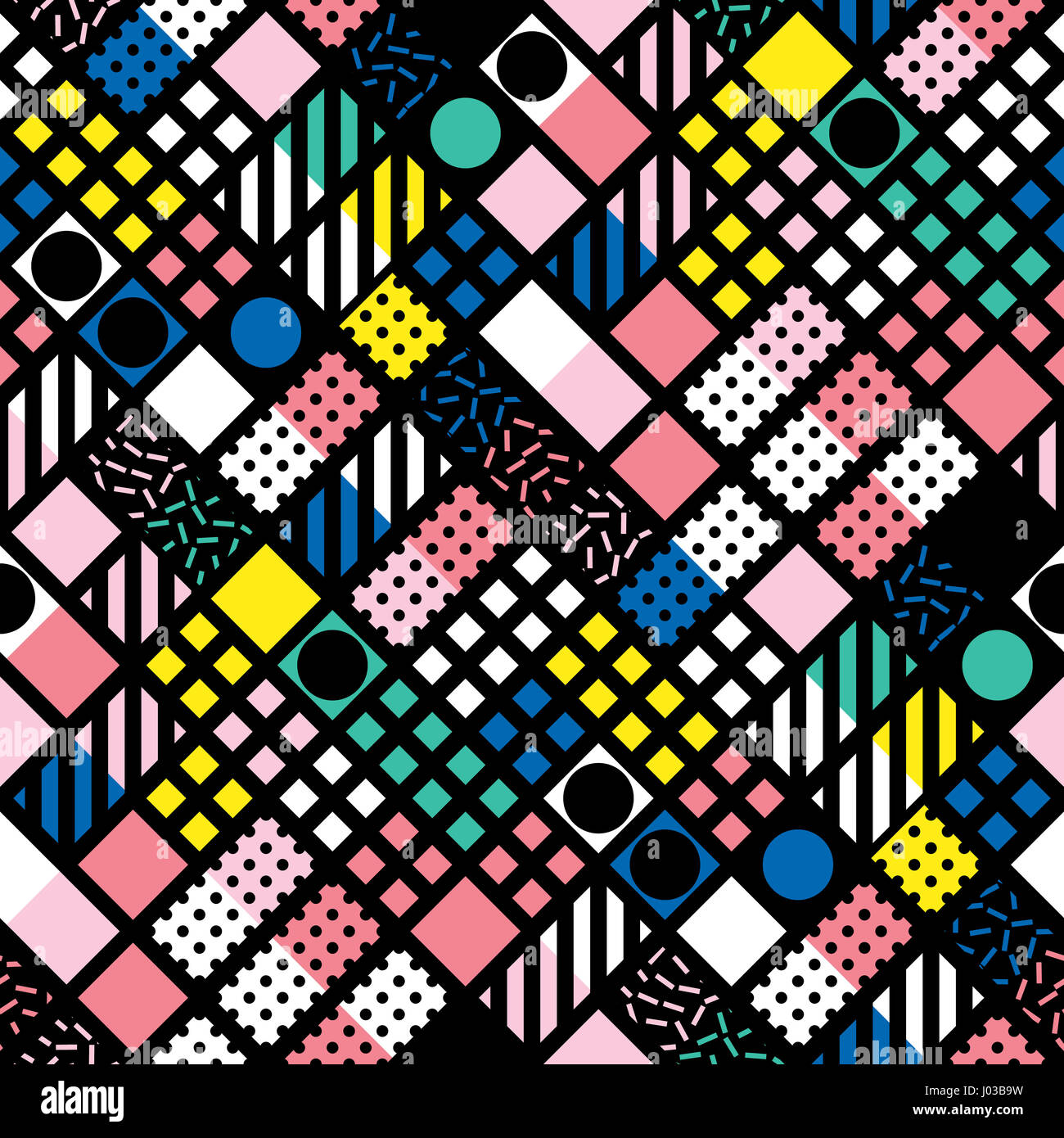 Colorful bold bright seamless pattern. Trendy design in 80-90s style ...