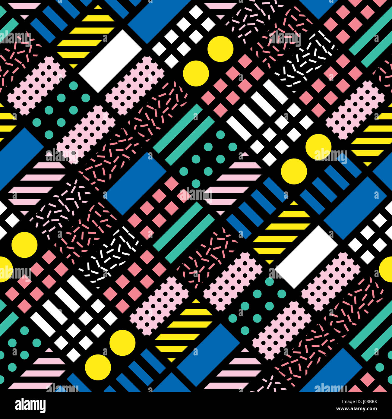 Colorful bold bright seamless pattern. Trendy design in 80-90s style ...