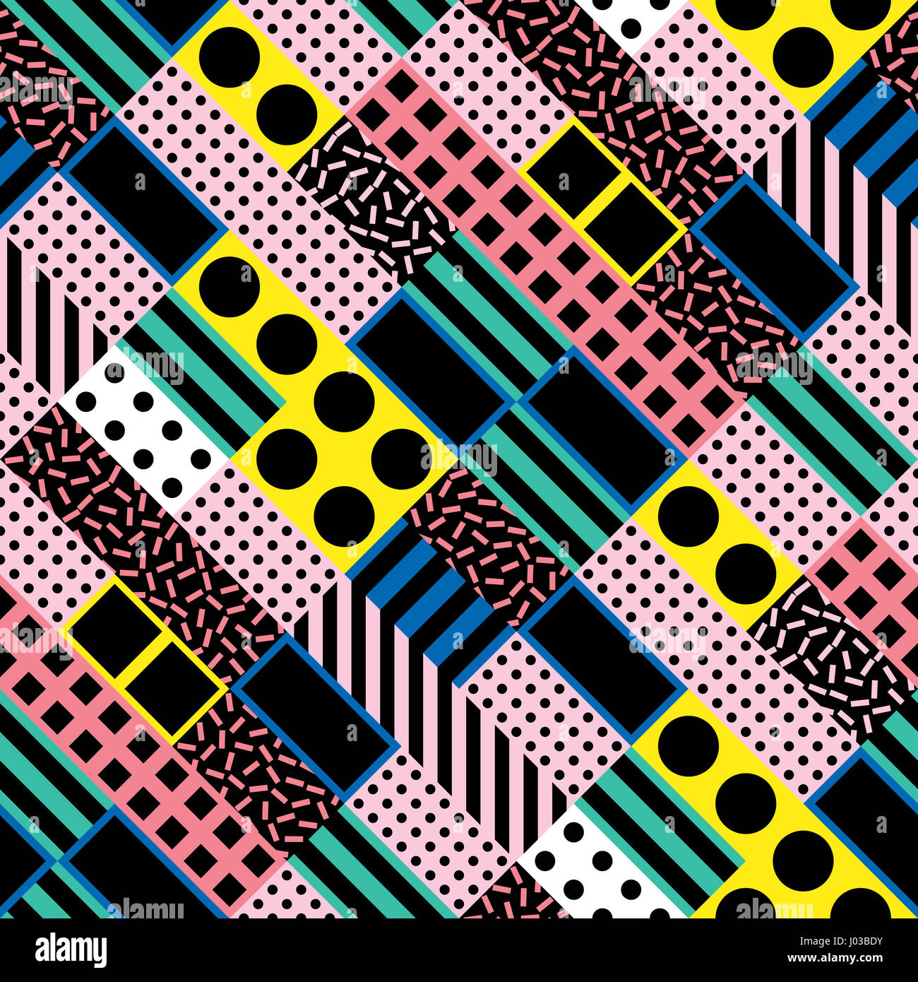 Colorful bold bright seamless pattern. Trendy design in 80-90s style ...