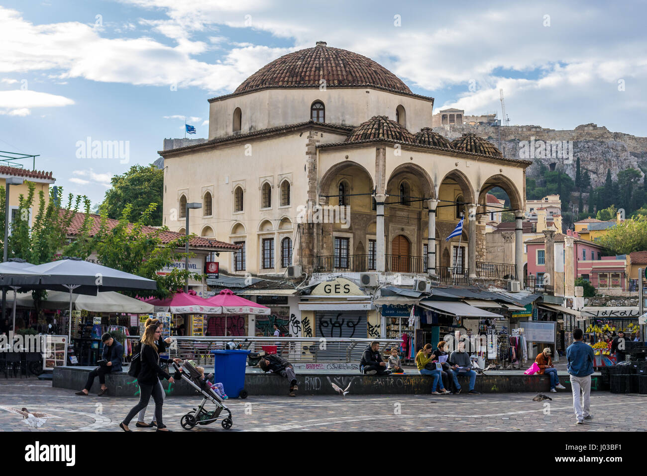 18th century Ottoman Tzistarakis Mosque on Monastiraki Square in Athens ...