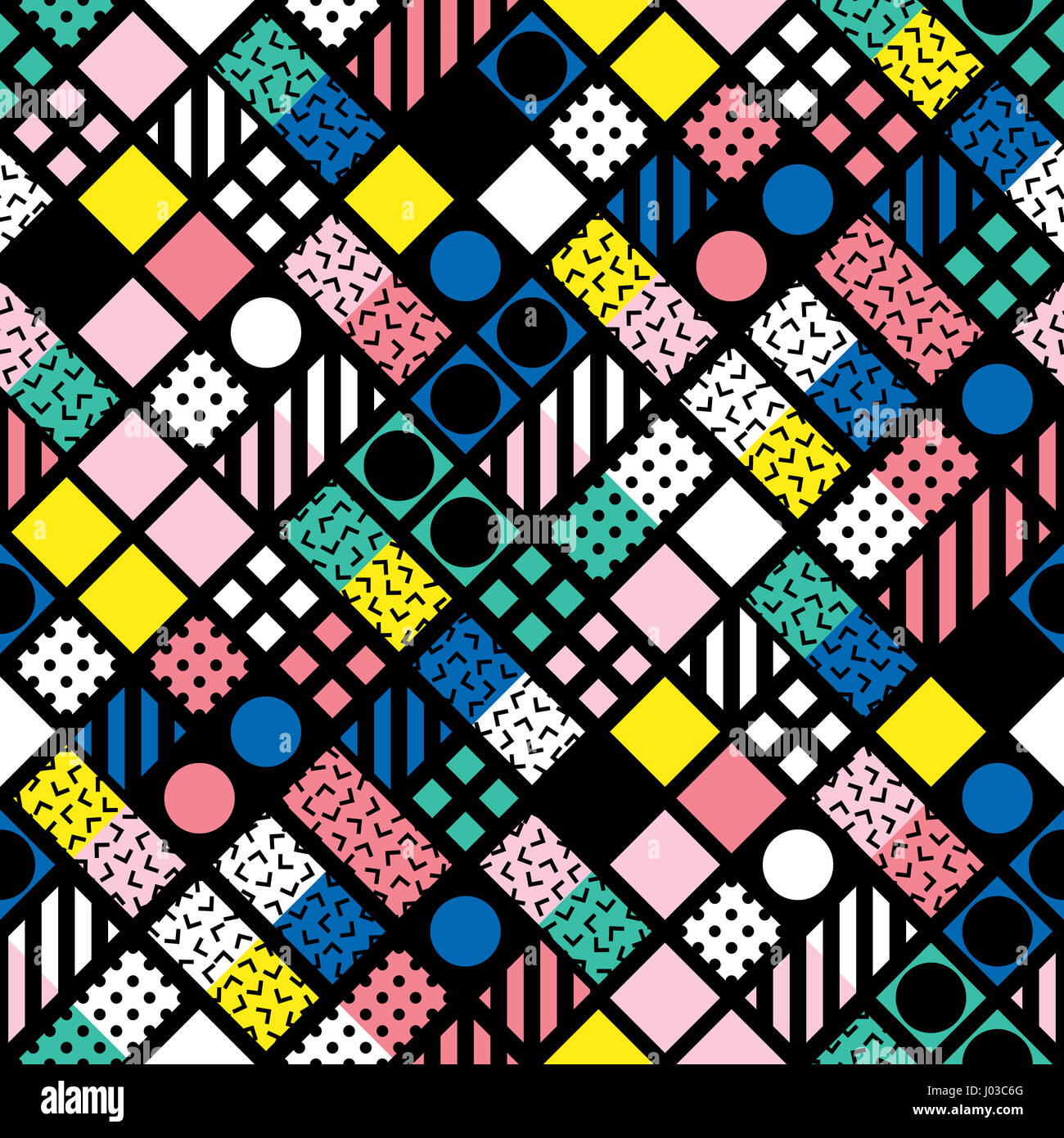 Colorful bold bright seamless pattern. Trendy design in 80-90s style ...